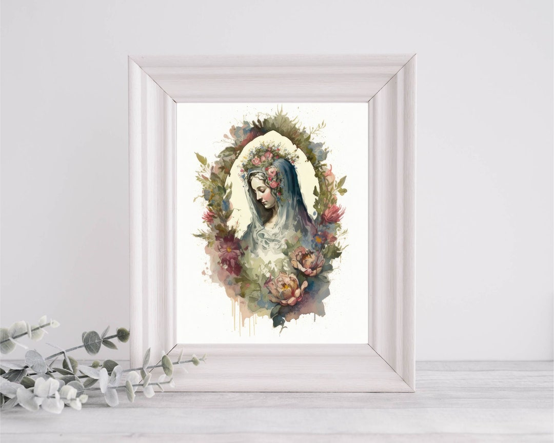 Virgin Mary Print Catholic Art Prints Digital Download Spiritual Art ...