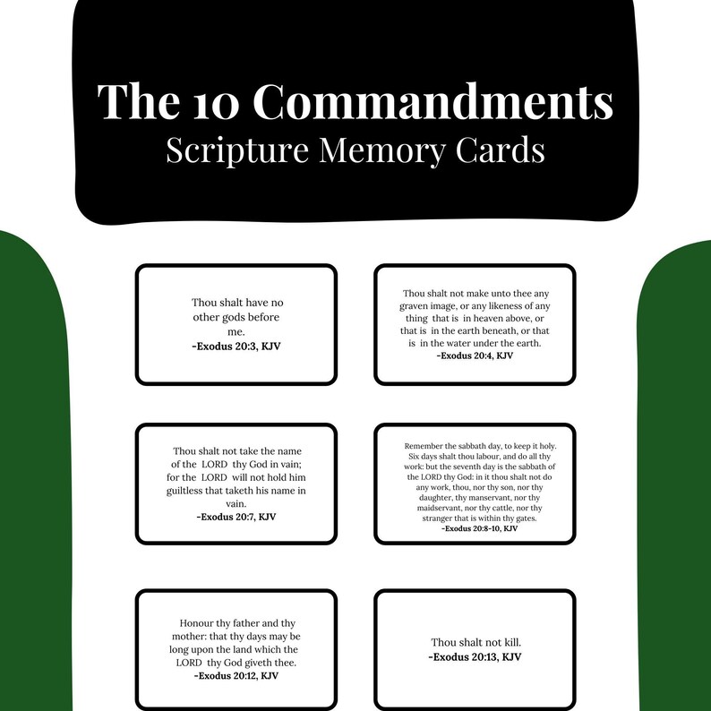 Ten Commandments Printable Scripture Cards | Scripture Meditation Flash ...