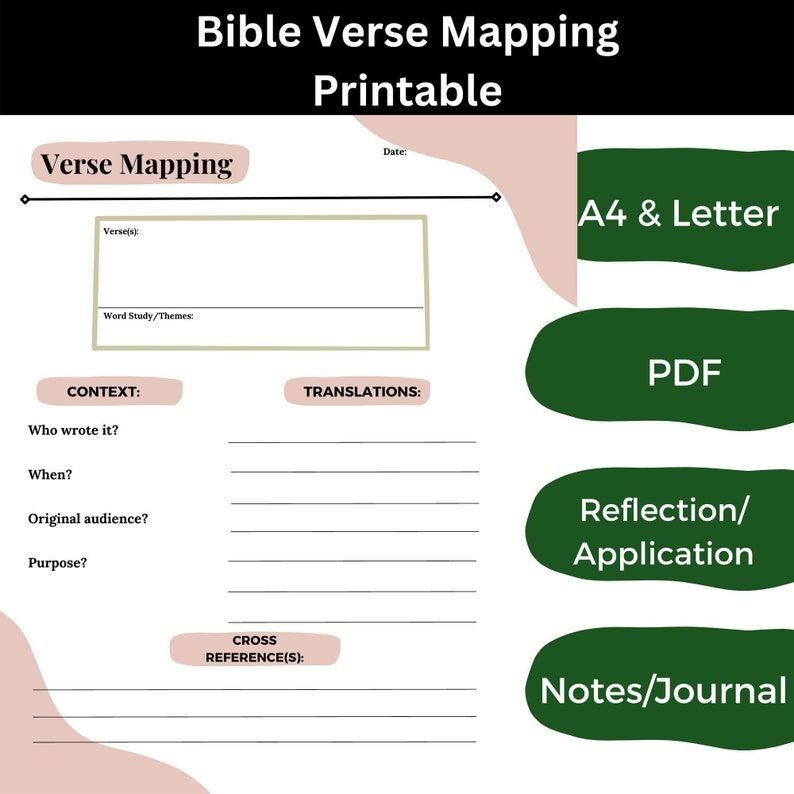 Bible Verse Mapping Printable: Perfect for Bible Study and Journaling ...