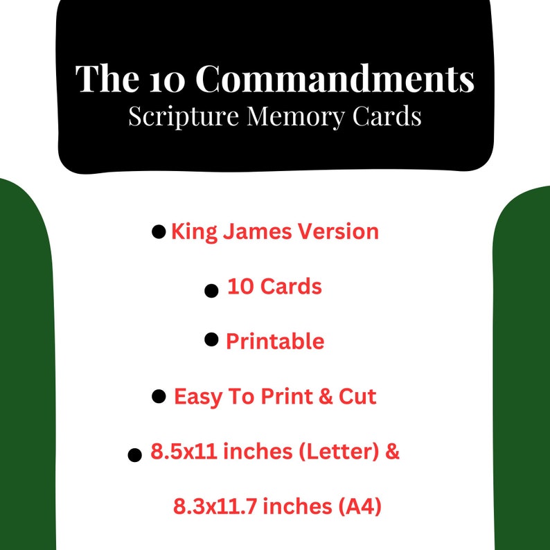 Ten Commandments Printable Scripture Cards | Scripture Meditation Flash ...