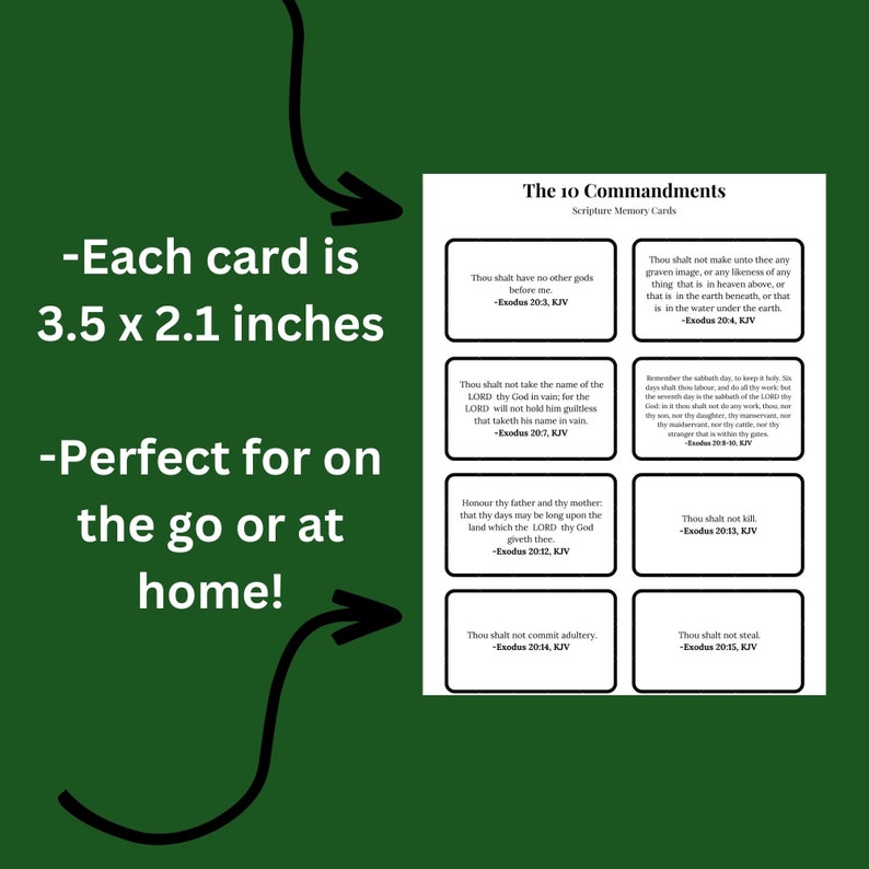 Ten Commandments Printable Scripture Cards | Scripture Meditation Flash ...