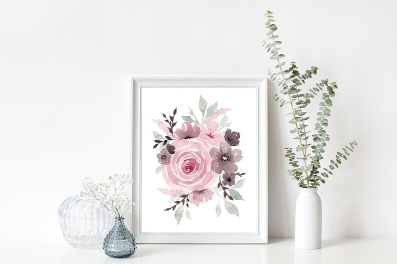 Printable Watercolor Floral Wall Art | Digital Wall Art Print | Home ...