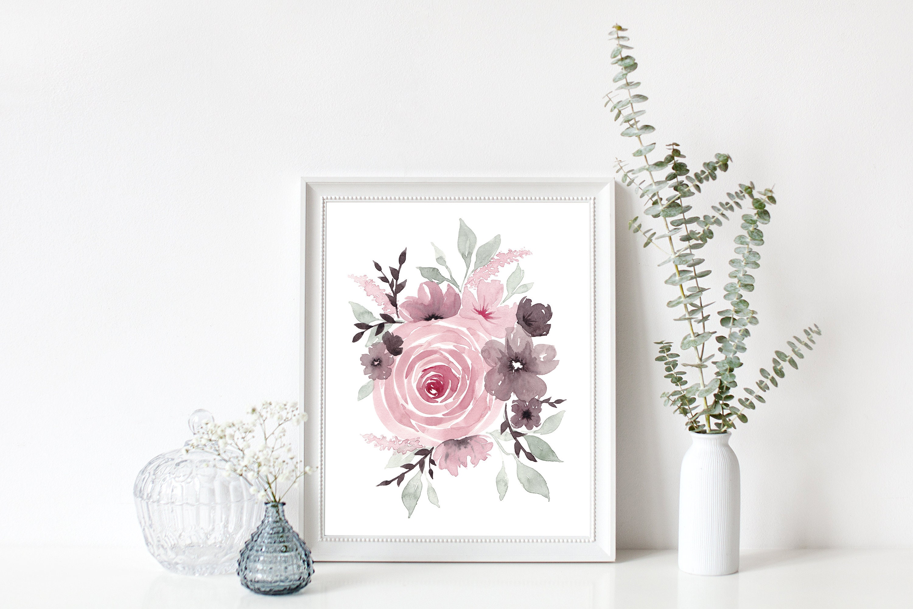 Printable Watercolor Floral Wall Art | Digital Wall Art Print | Home ...