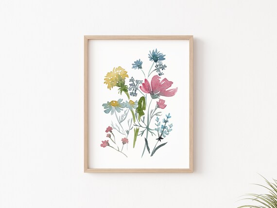 Wildflower Print Wildflower Wall Art Watercolor Wildflowers - Etsy