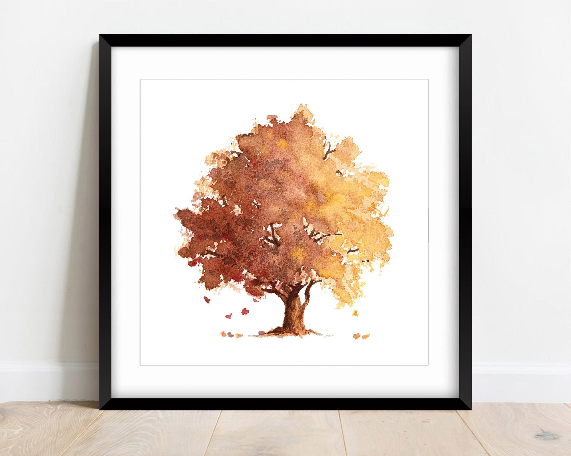 Fall Maple Tree, Falling Leaves Art Print, Autumn Leaves Wall Art, Fall ...