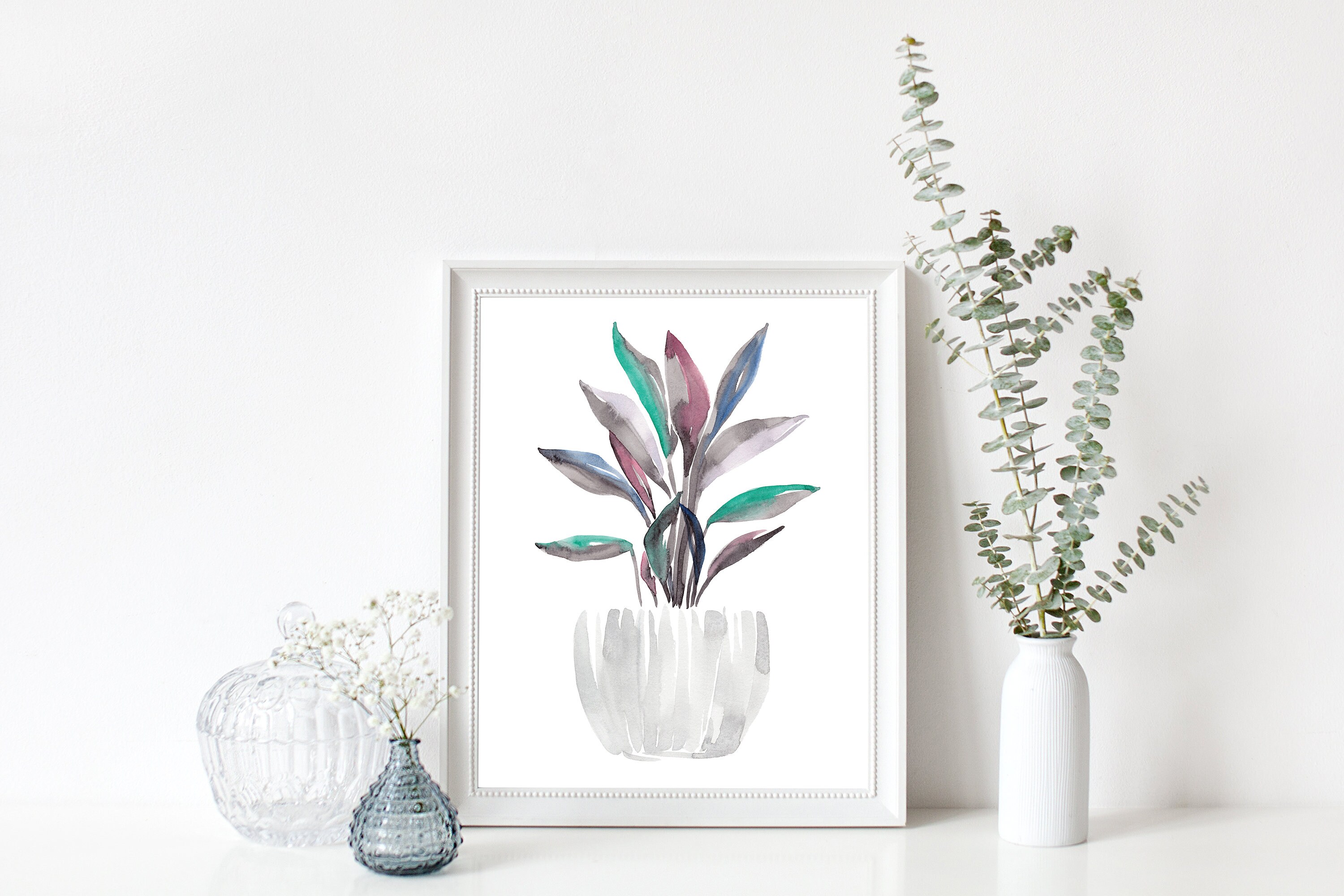 Printable Watercolor Plant Wall Art | Digital Wall Art Print | Home ...
