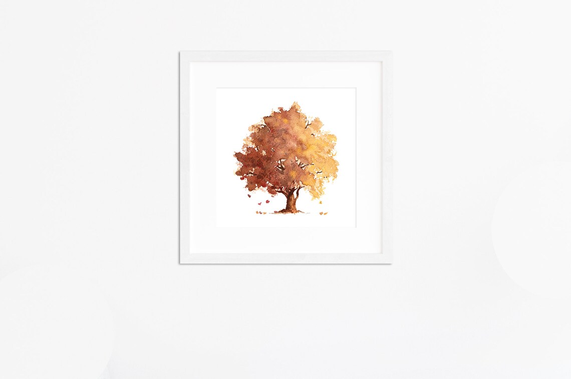 Fall Maple Tree, Falling Leaves Art Print, Autumn Leaves Wall Art, Fall ...