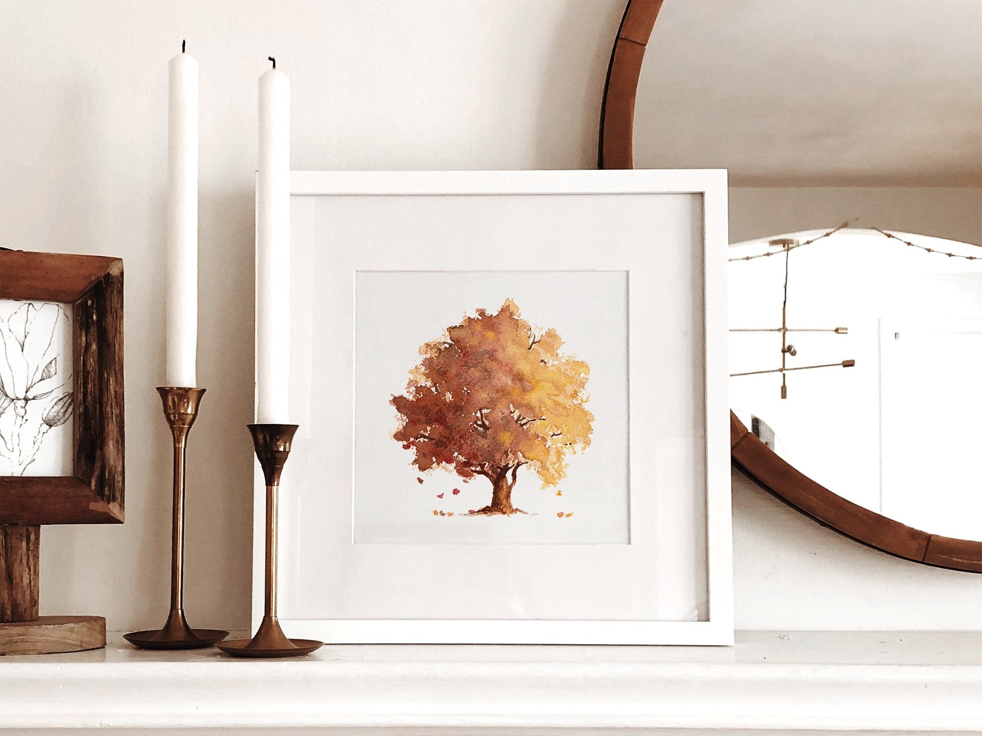 Fall Maple Tree, Falling Leaves Art Print, Autumn Leaves Wall Art, Fall ...