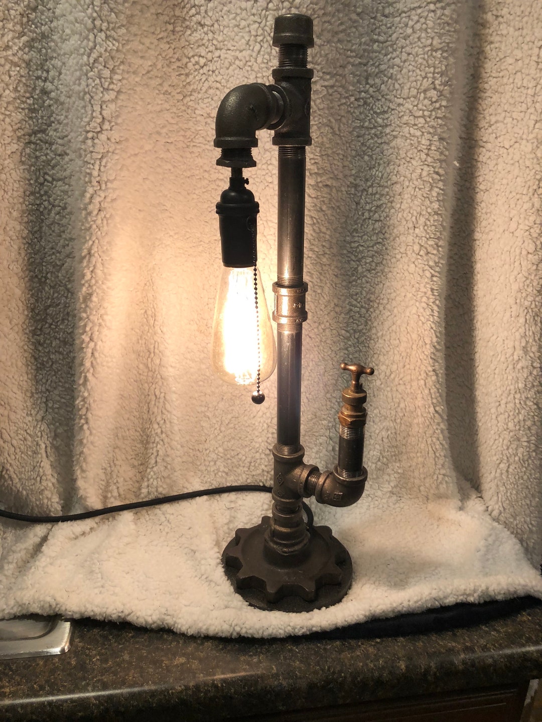 Steam Punk Black Iron Pipe Table Lamp With Antique Parts .#. 135 ...