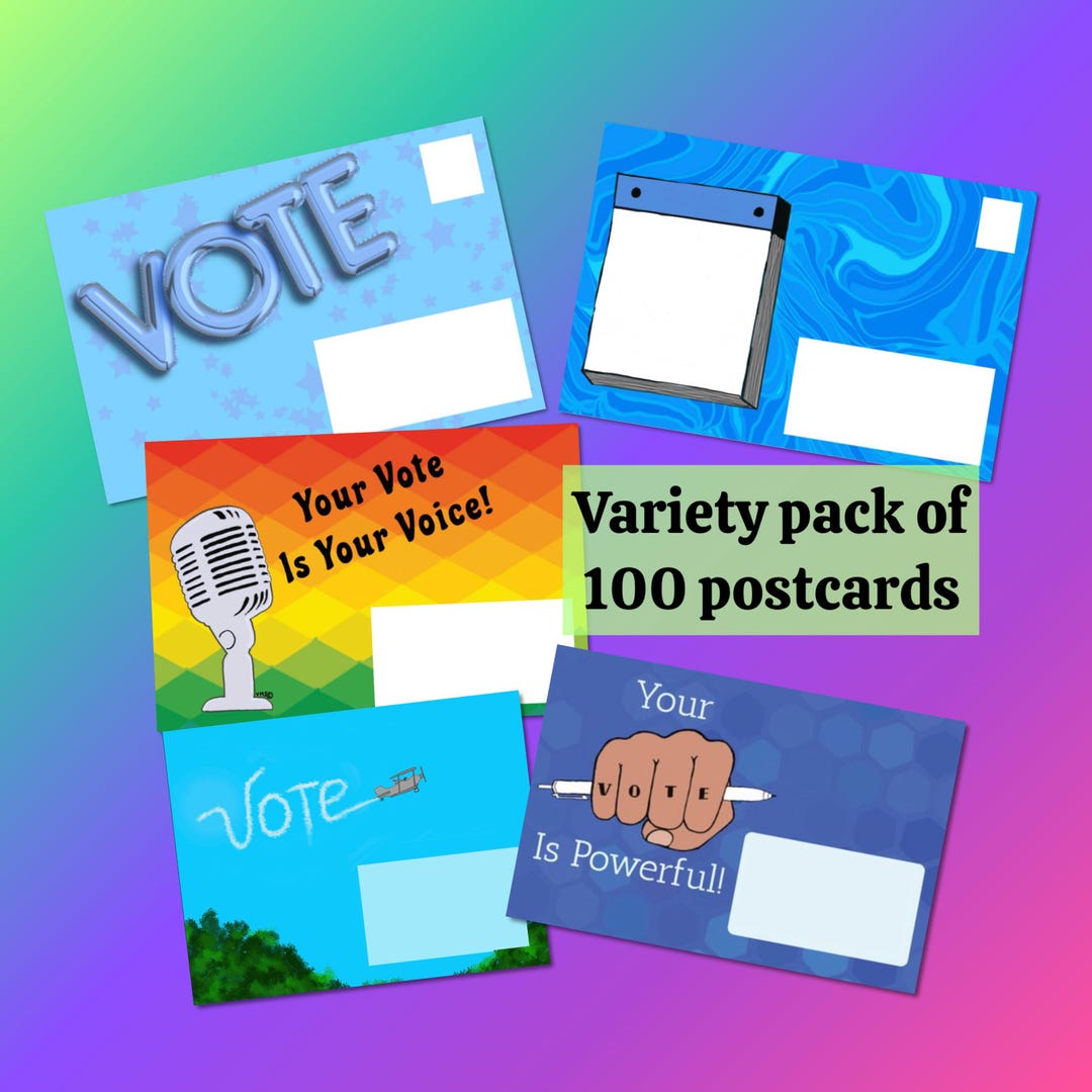 100 Vote Postcard Assortment, Writable Surface, Uncoated, Sampler Pack ...