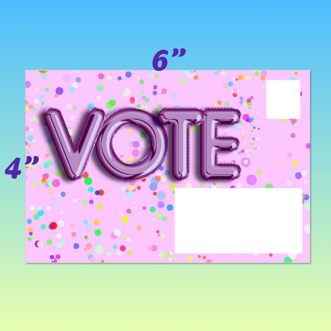 Pink With Confetti Vote Reminder Postcards - Etsy