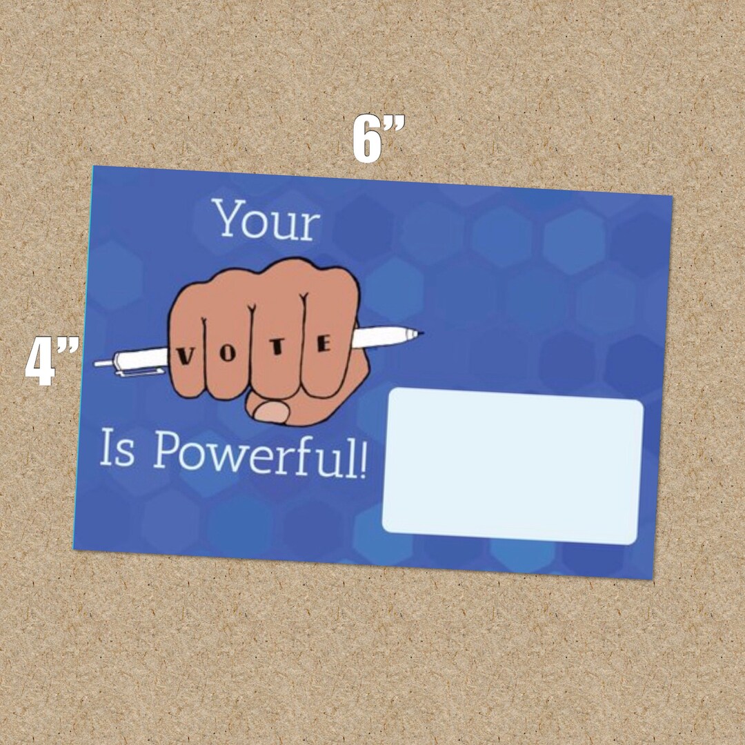 Your Vote is Powerful Voter Engagement Postcards Blank - Etsy