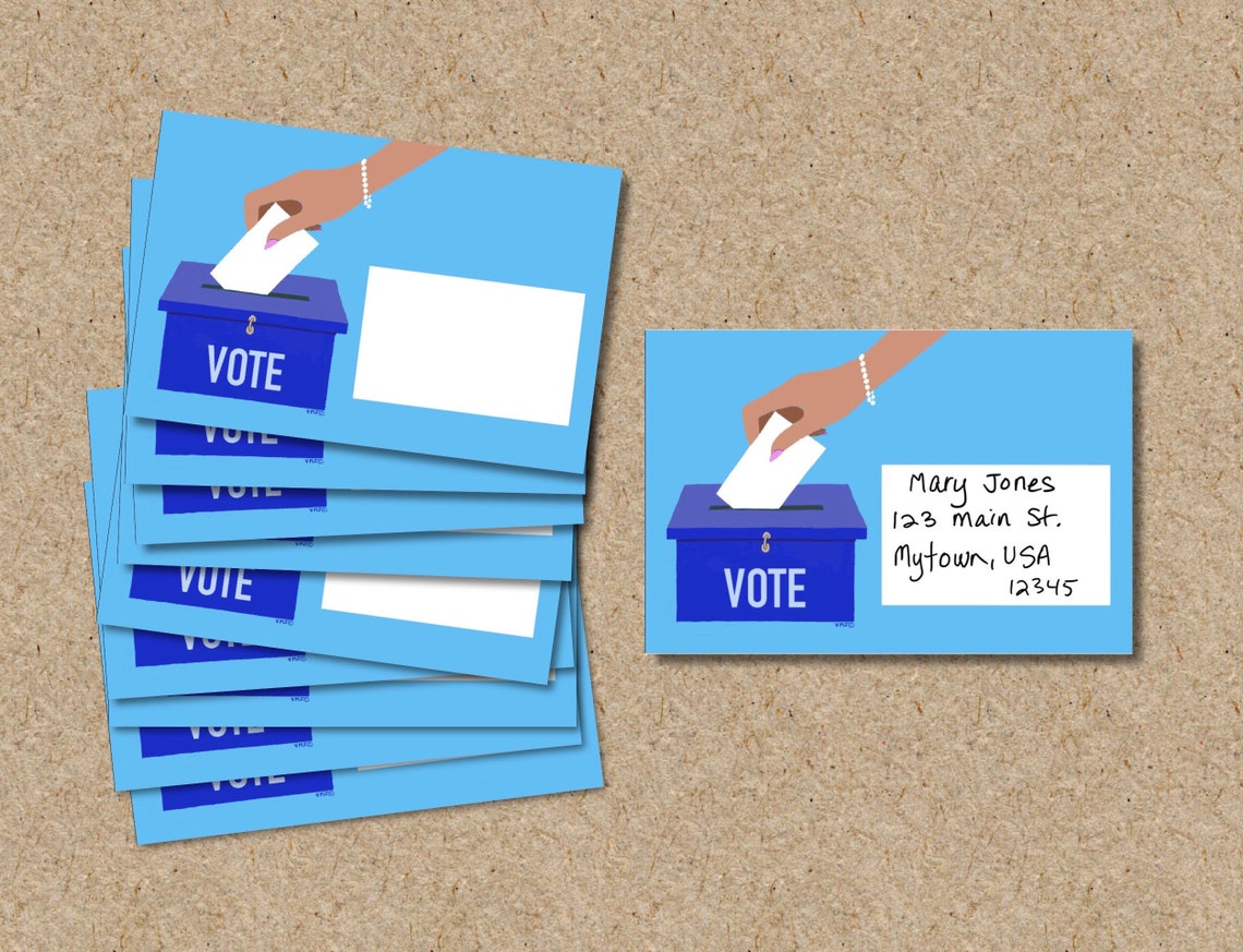 Ballot Box Vote Postcards With Woman’s Hand, Writable Surface, Uncoated ...