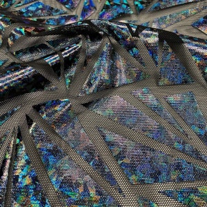 Abstract Triangle Foil Printed Mesh Fabric | Blue Moon Fabrics - Etsy
