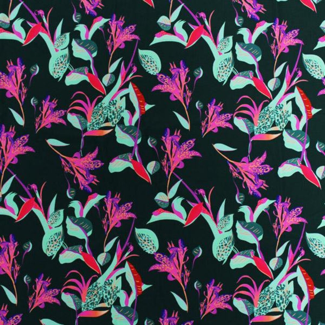 Groovy Night Flowers Spandex bedruckt | Blauer Mond Stoffe - Etsy ...