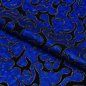 Flame Flocked Hologram Spandex Fabric | Blue Moon Fabrics - Etsy