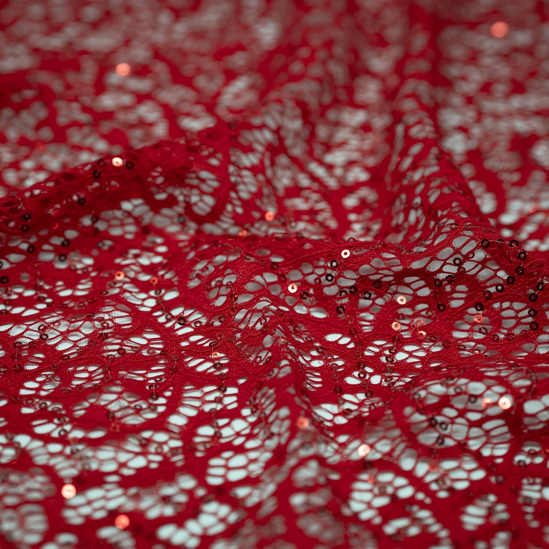 Isabelle Stretch Lace Sequin Fabric | Blue Moon Fabrics - Etsy