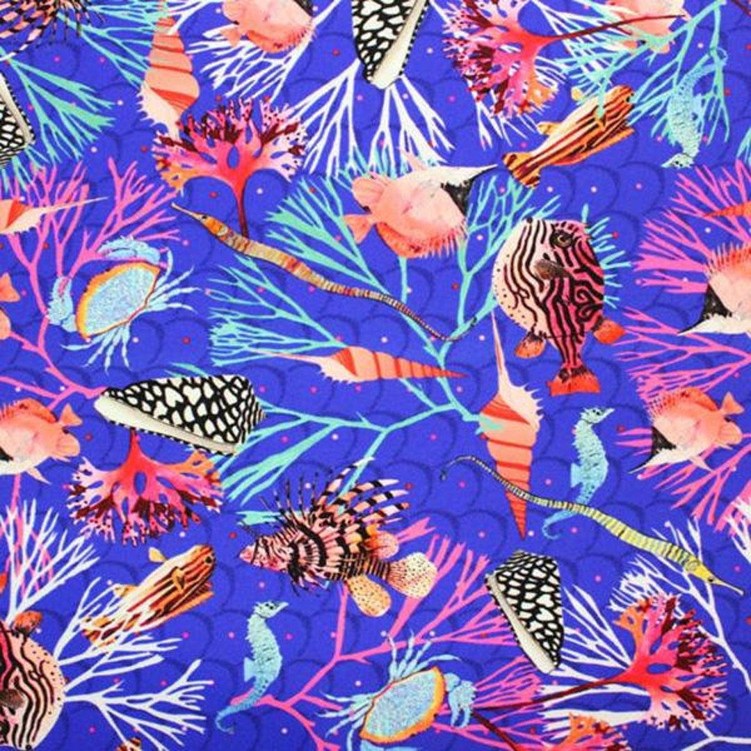 Kugelfisch Krabben Prints Spandex | Blauer Mond Stoffe - Etsy Österreich