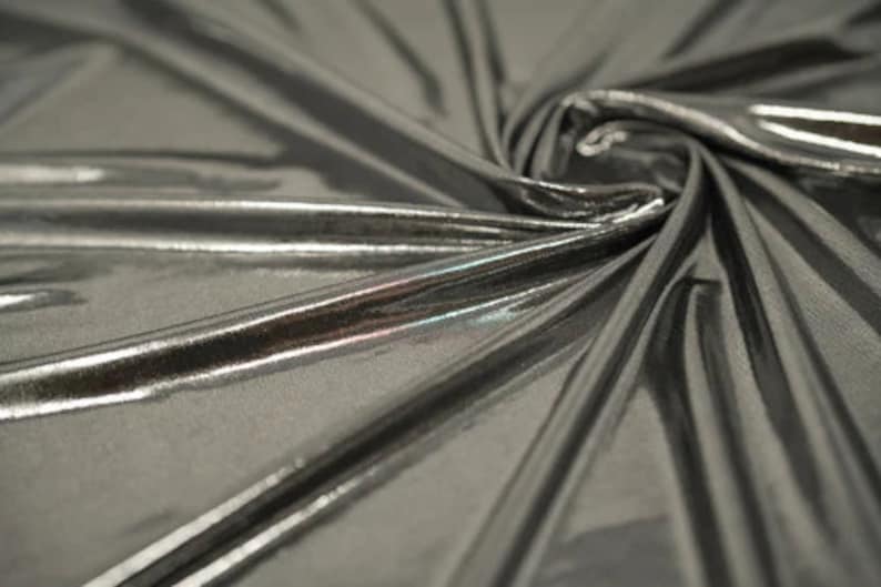 Mercury Titanium Foiled Spandex Fabric | Blue Moon Fabrics - Etsy