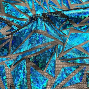 Abstract Triangle Foil Printed Mesh Fabric | Blue Moon Fabrics - Etsy