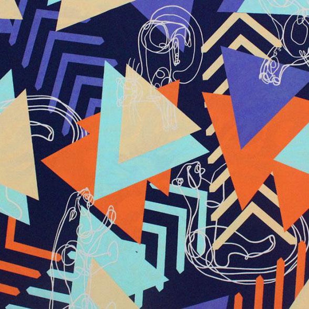 Modern Cat Line Drawing Printed Spandex Fabric | Blue Moon Fabrics - Etsy