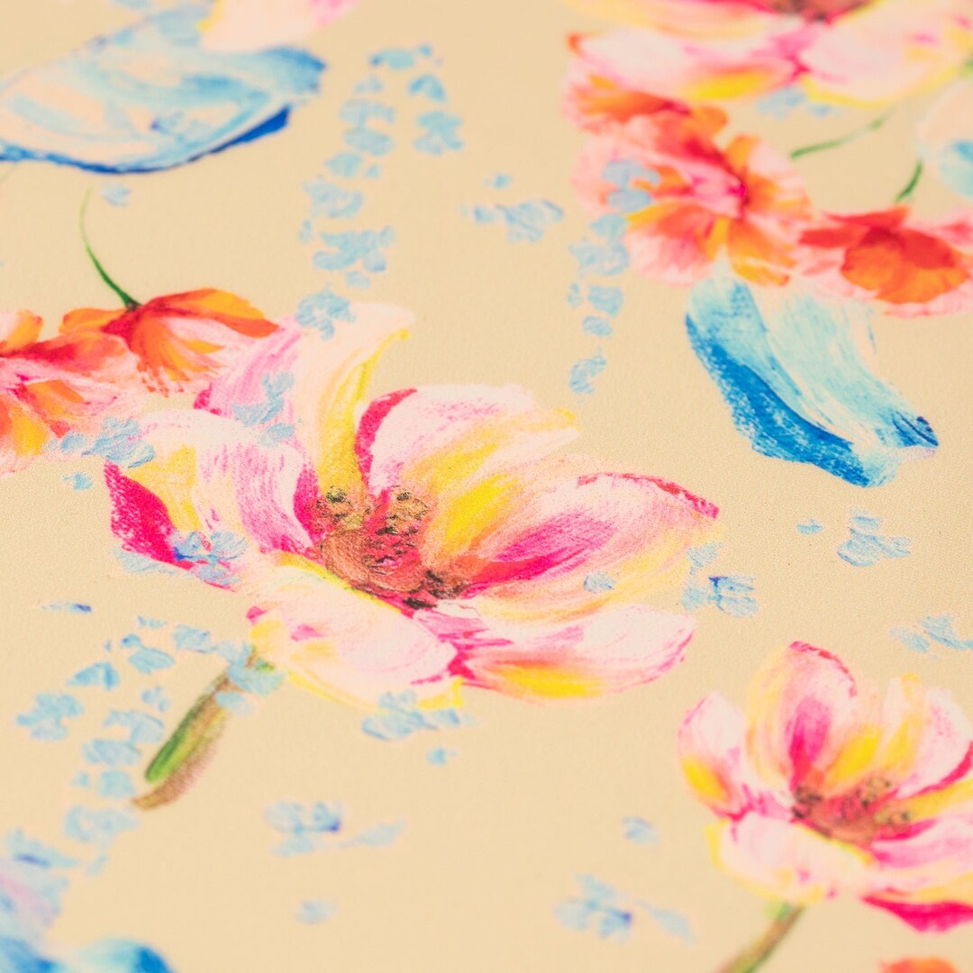 Painterly Flowers Printed Spandex Fabric | Blue Moon Fabrics - Etsy