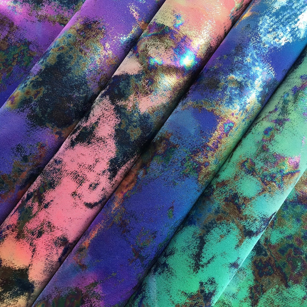 Funky Clouds Foil Printed Spandex | Blue Moon Fabrics - Etsy