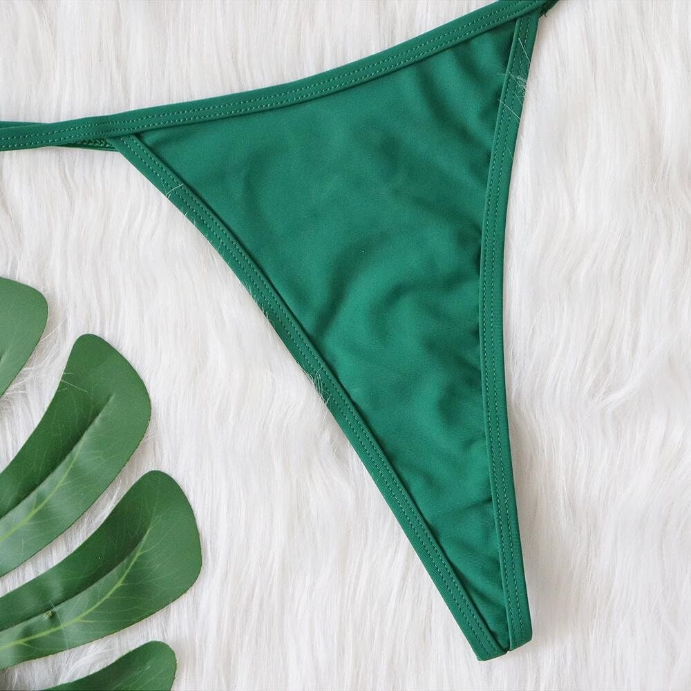 Luxury Designer Triangle Bikini Women Solid Green Rhinestone - Etsy