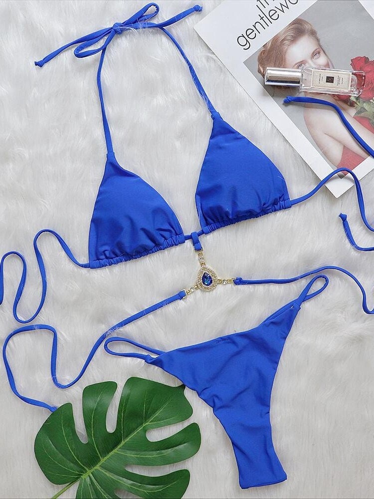 Halter Extreme Mini Micro String Diamond Bikini Femmes Thong - Etsy France