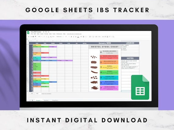 Monthly IBS Tracker Google Sheets Customizable Bowel | Etsy