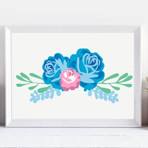 Blue Roses Color by Number Kit Printable Flower Color by Number Flowers ...