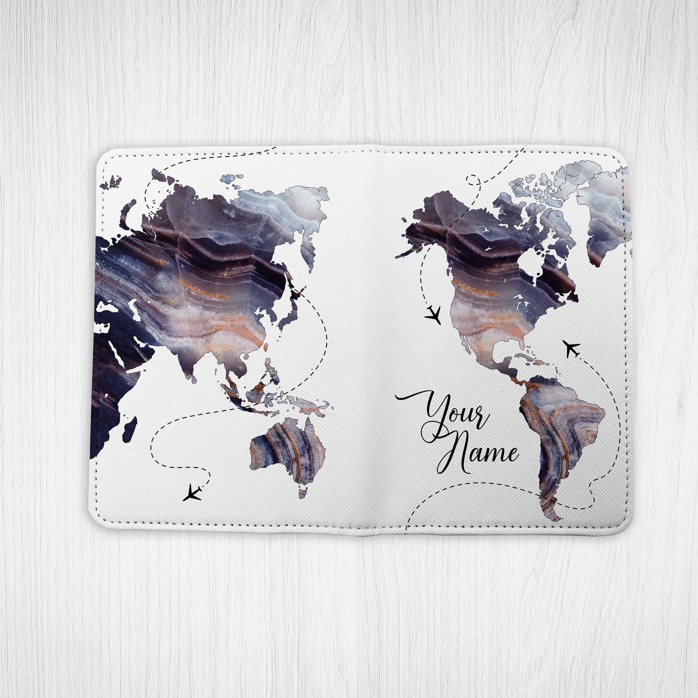 World Map Document Organizer Travel Set Marble Wallet Passport | Etsy