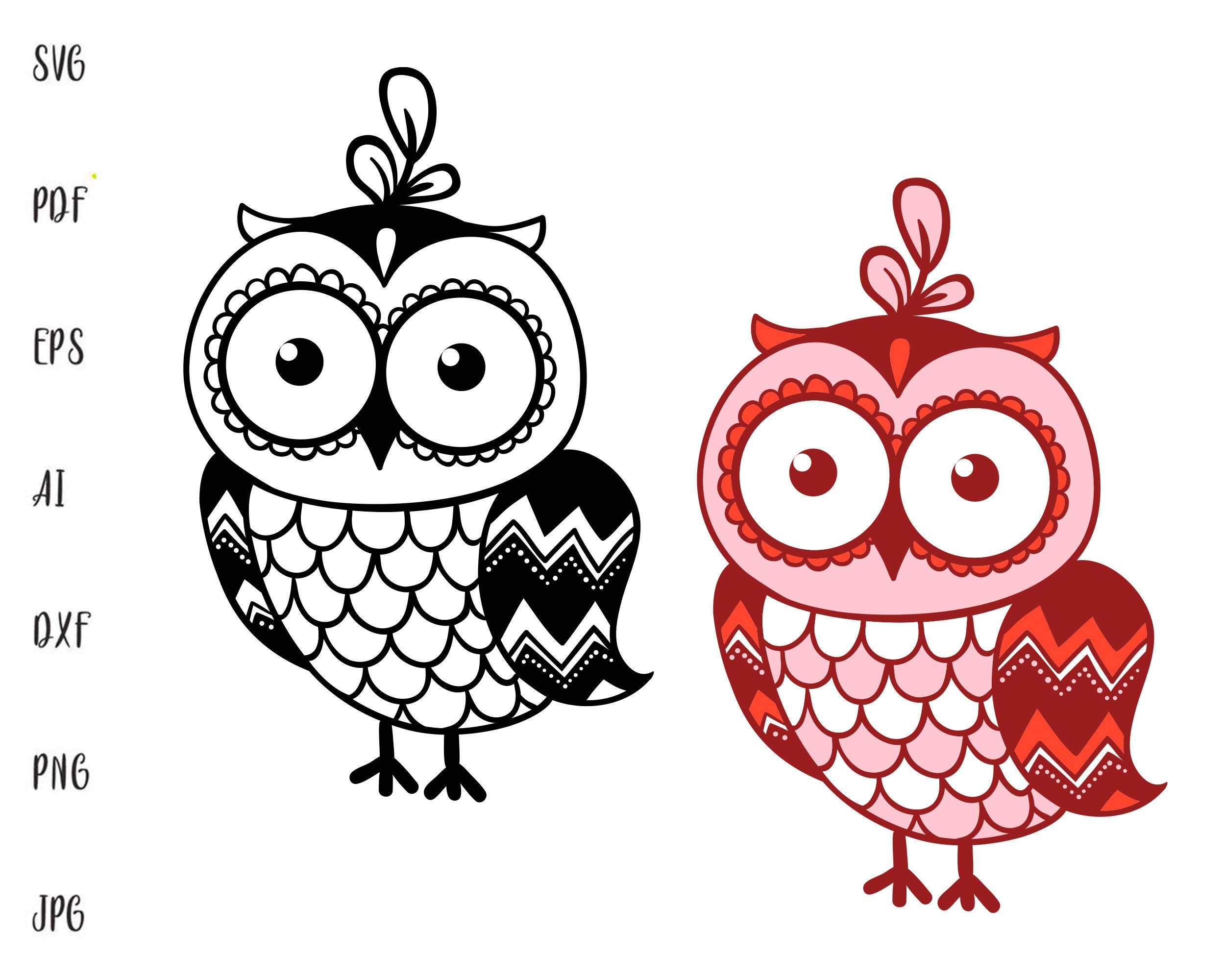 Owl SVG File Cute Owl Svg Clipart Bird Art Svg Little Owl Svg Red Owl ...