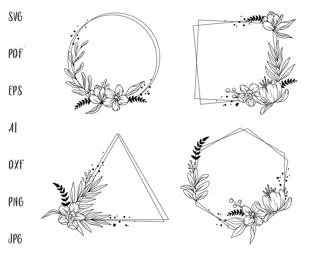 Frame SVG File Round Frame Svg Clipart Flower Frame Svg Triangle Square ...