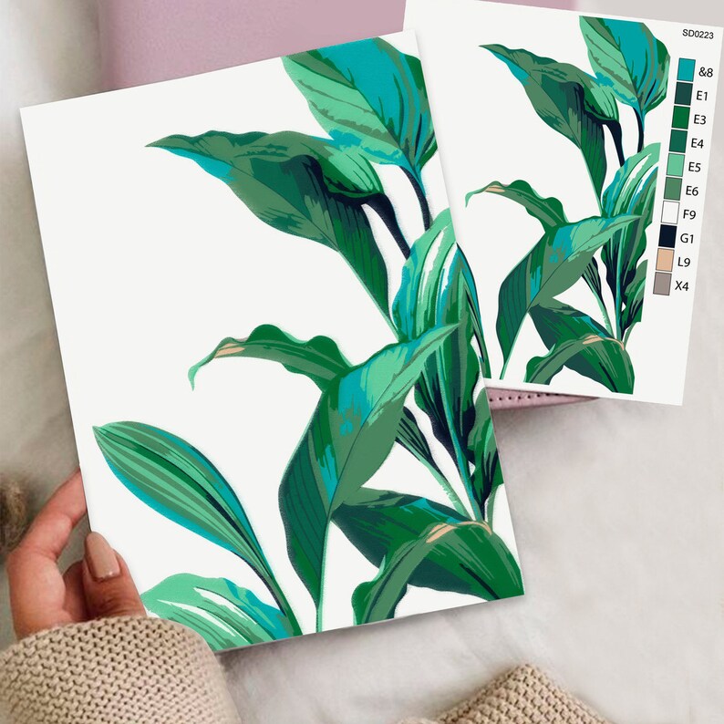 Tropical Palm Leaves Color by Number Kit Printable Exotic - Etsy