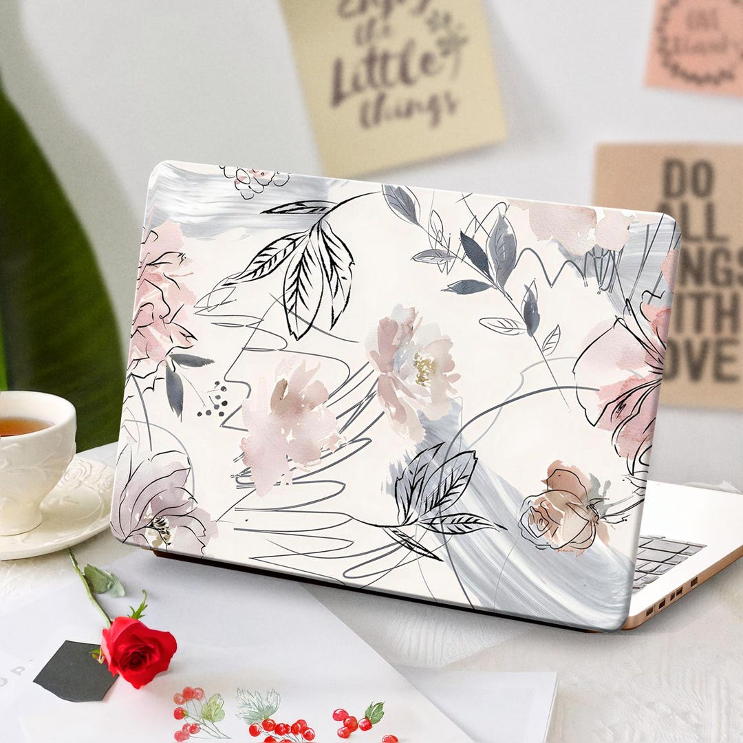 Watercolor Floral MacBook Case, Aesthetic Botanical Cover for MacBook ...