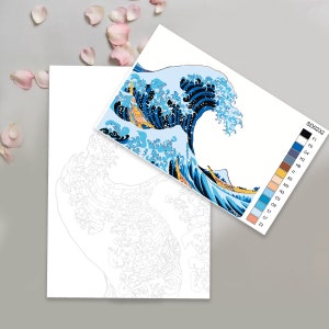 The Great Wave Painting by Numbers DIY Painting Kit Hokusai Color by ...