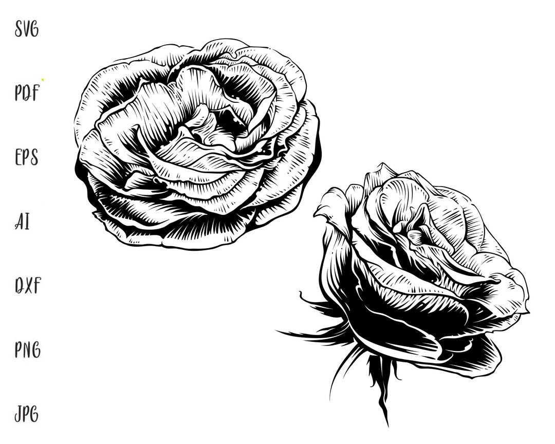 Rose SVG File Rosebud Svg Roses Clipart Floral Art Svg Flowers - Etsy ...