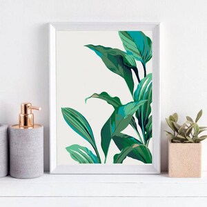 Tropical Palm Leaves Color by Number Kit Printable Exotic Leaves Color ...