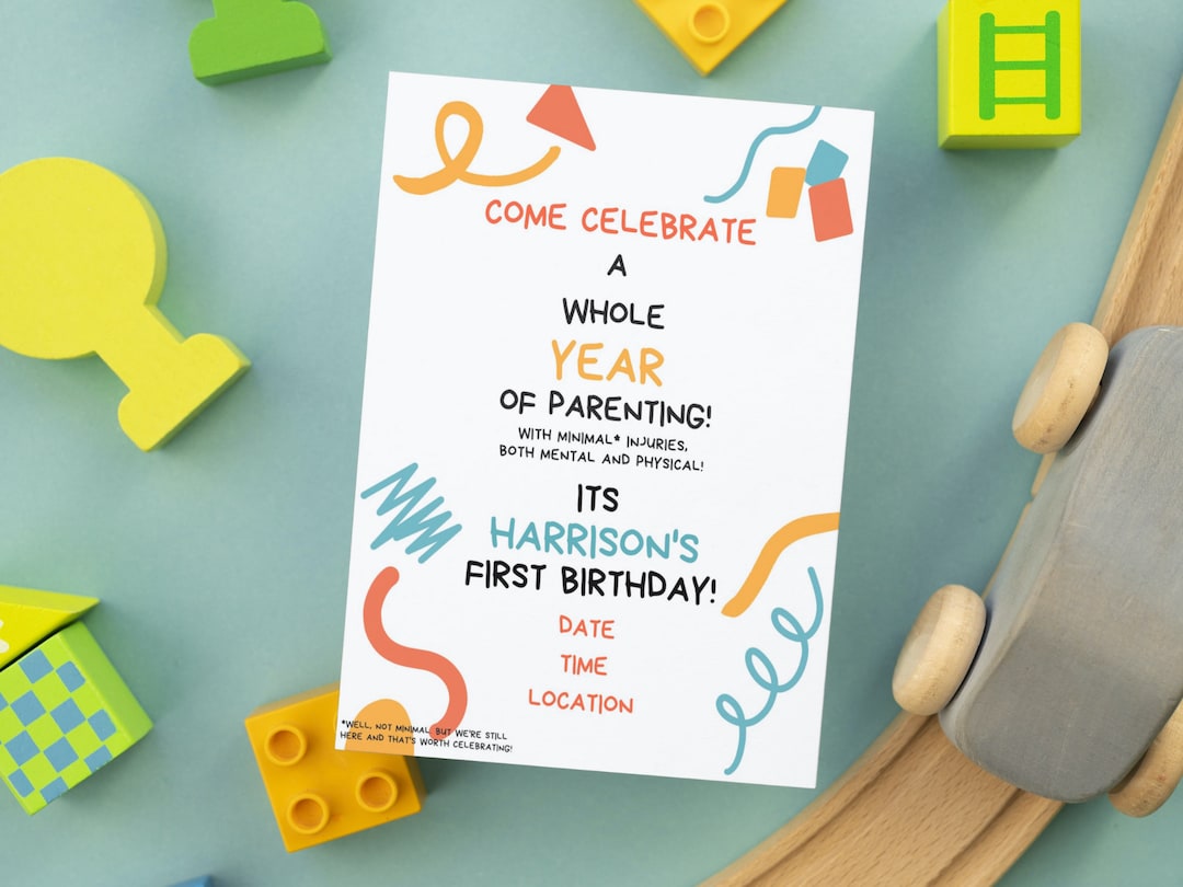 Funny First Year Birthday Invitation for Parents--digital Printable ...
