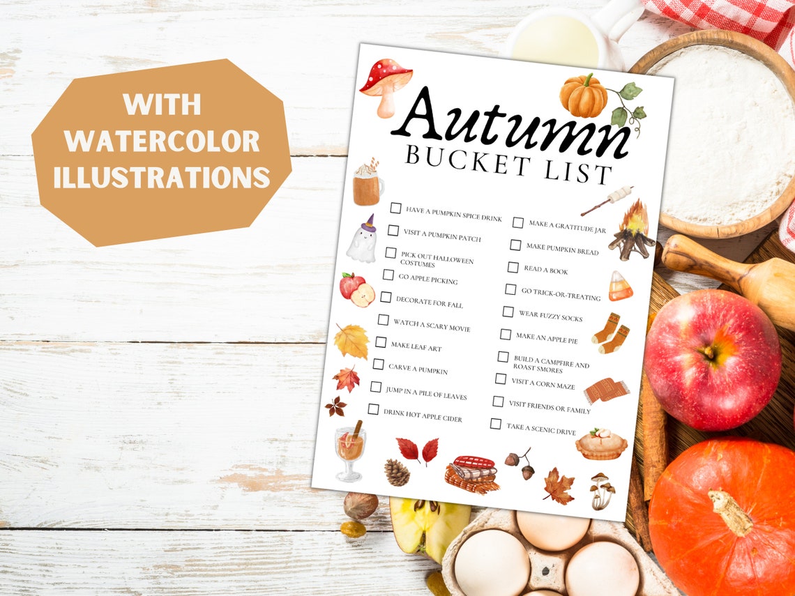 Fall Bucket List Printable, Autumn Bucket List Template, Editable Fall ...