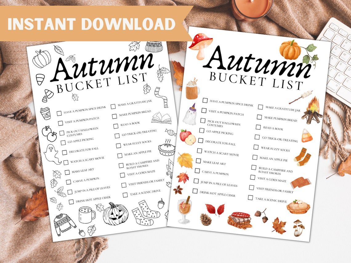 Fall Bucket List Printable, Autumn Bucket List Template, Editable Fall ...