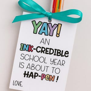 Back to School Pen Gift Tag: Teacher/student Printable (digital ...
