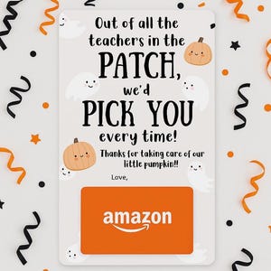 Pumpkin Patch Teacher Halloween, Fall, October Gift Tag- Gift Card ...