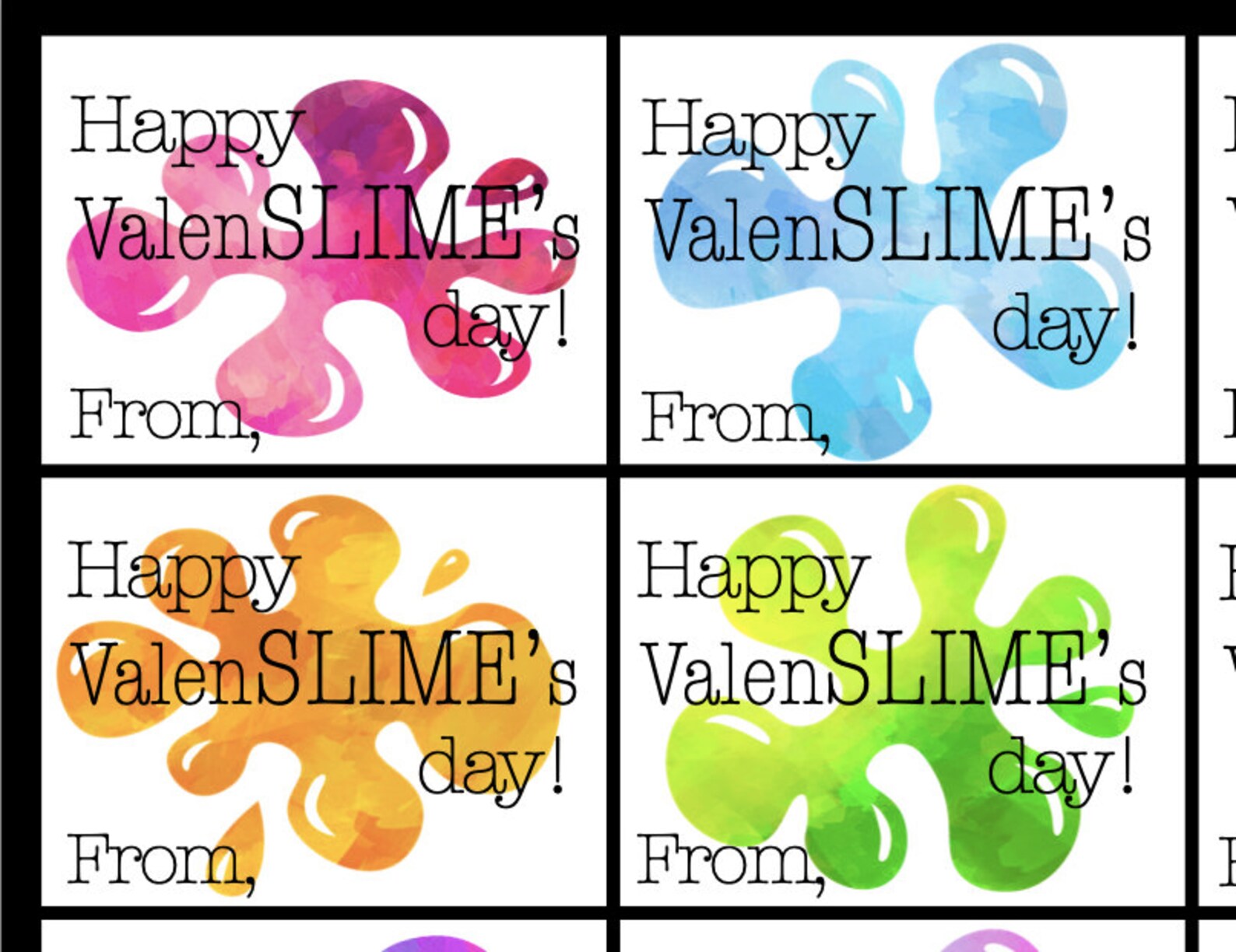 Slime Valentines / Valenslimes Day / Printable Valentine / Instant ...