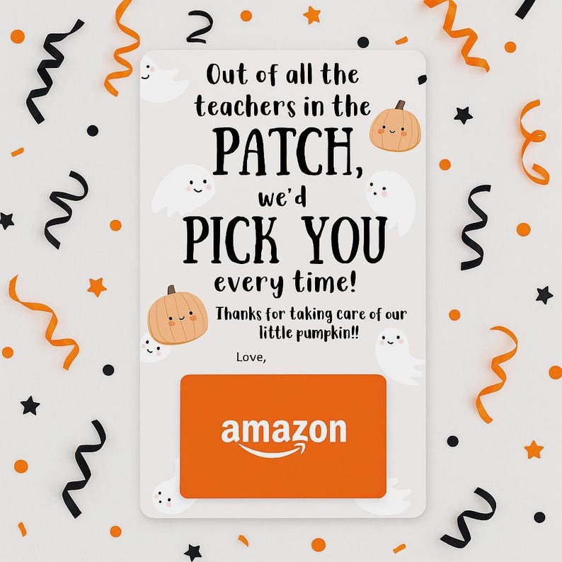 Pumpkin Patch Teacher Halloween, Fall, October Gift Tag- Gift Card ...