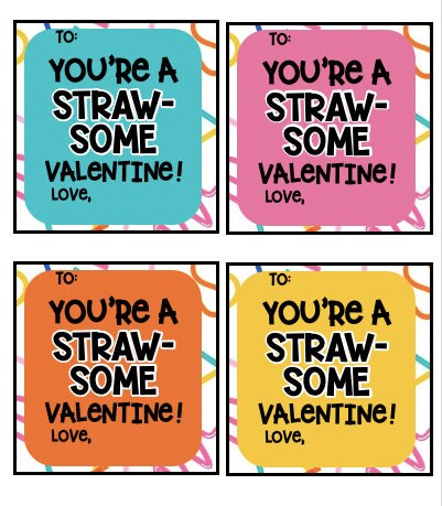 Straw-some Valentine's Cards for Crazy, Twisty Straws - Etsy