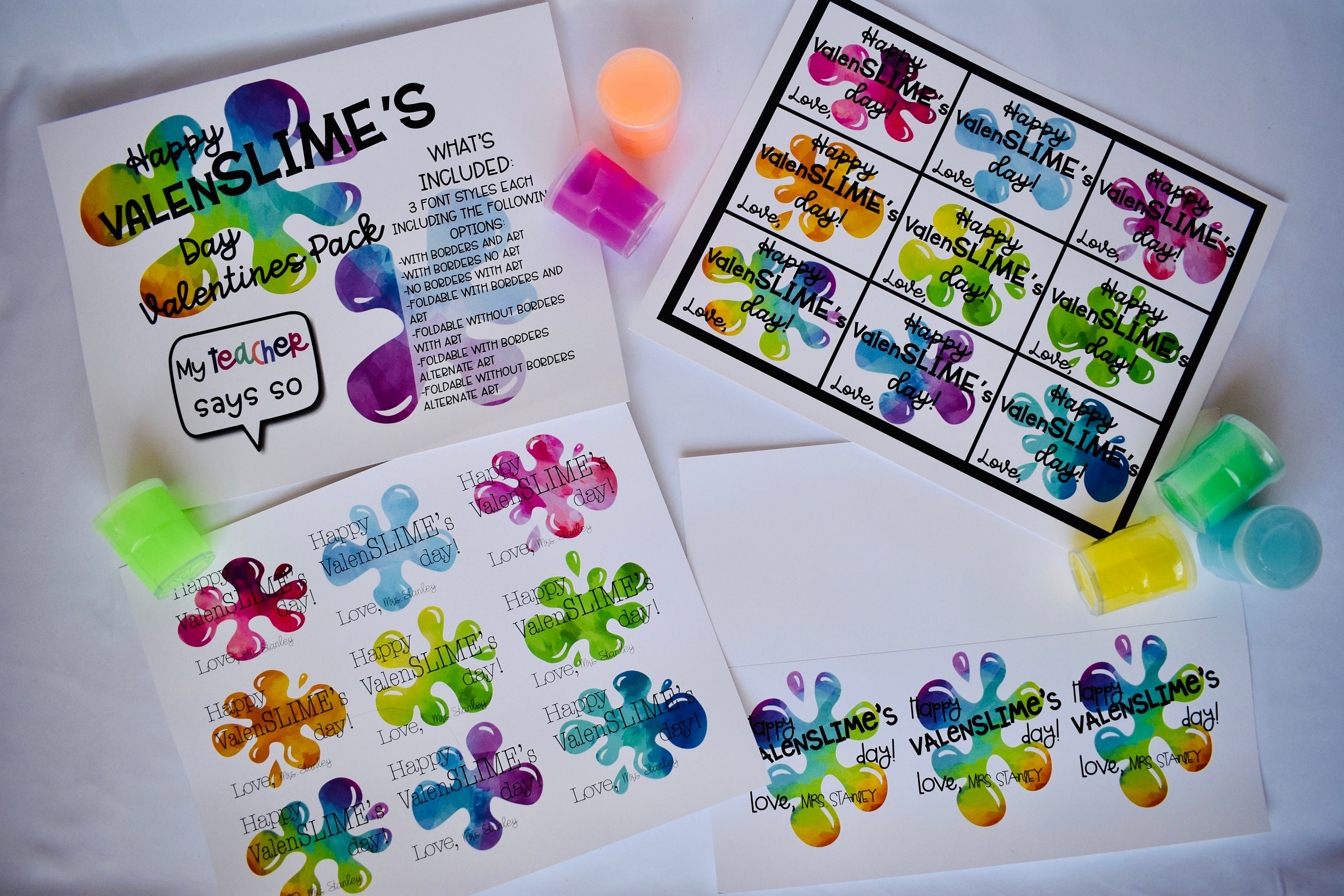 Slime Valentines / Valenslimes Day / Printable Valentine / Instant ...