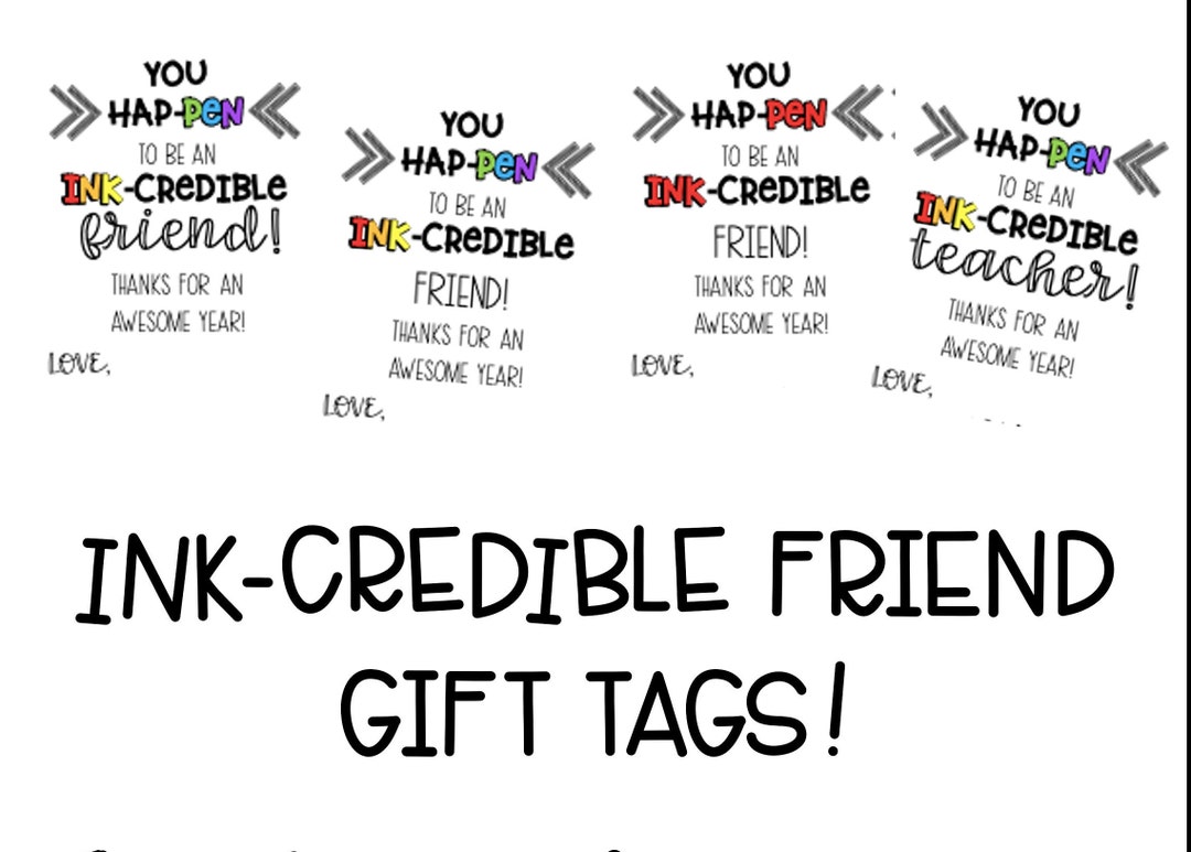 Ink-credible Friend Gift Tags end of Year Thanks for an Awesome Year - Etsy