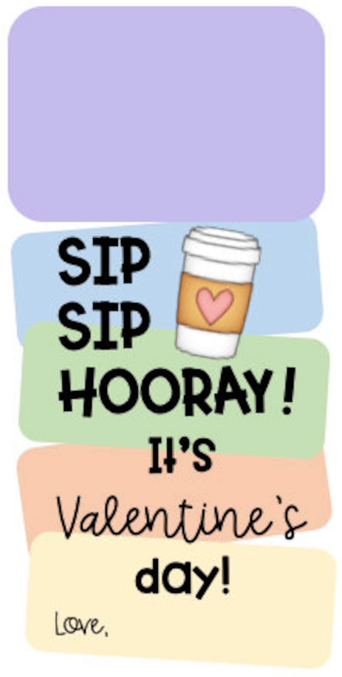 Valentine's Day *SIP SIP HOORAY* Coffee Treat Gift Tag (gift Card Tag ...